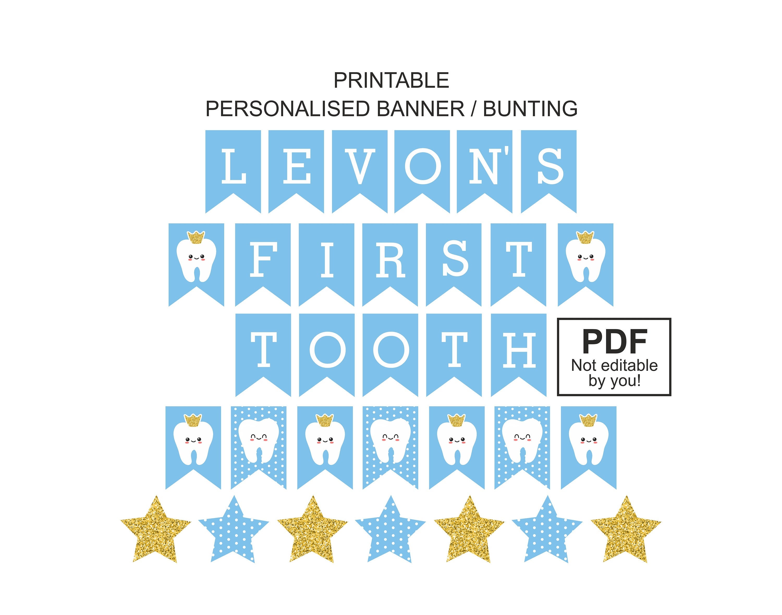 Personalised First Tooth Banner Printable / Personalized First Tooth ...