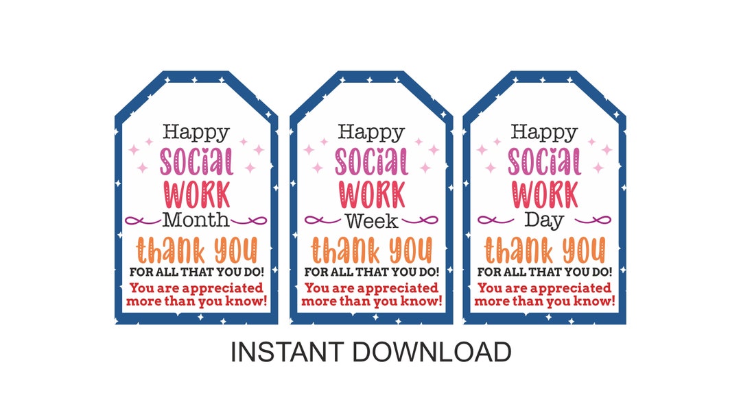 Social Worker Week Tag Printable / Social Work Month Tag / Social ...