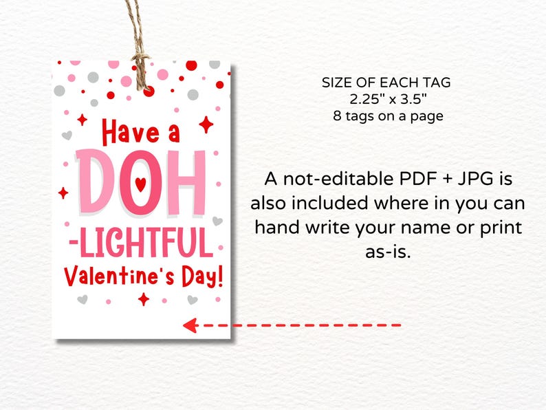Valentine Play Dough Gift Tags Printable / Play Doh Tags / Valentine's ...
