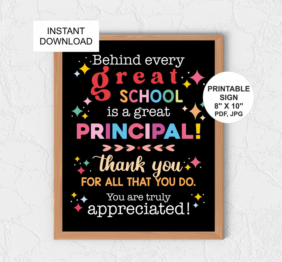 Principal Appreciation Sign Printable / School Principal Day Sign ...