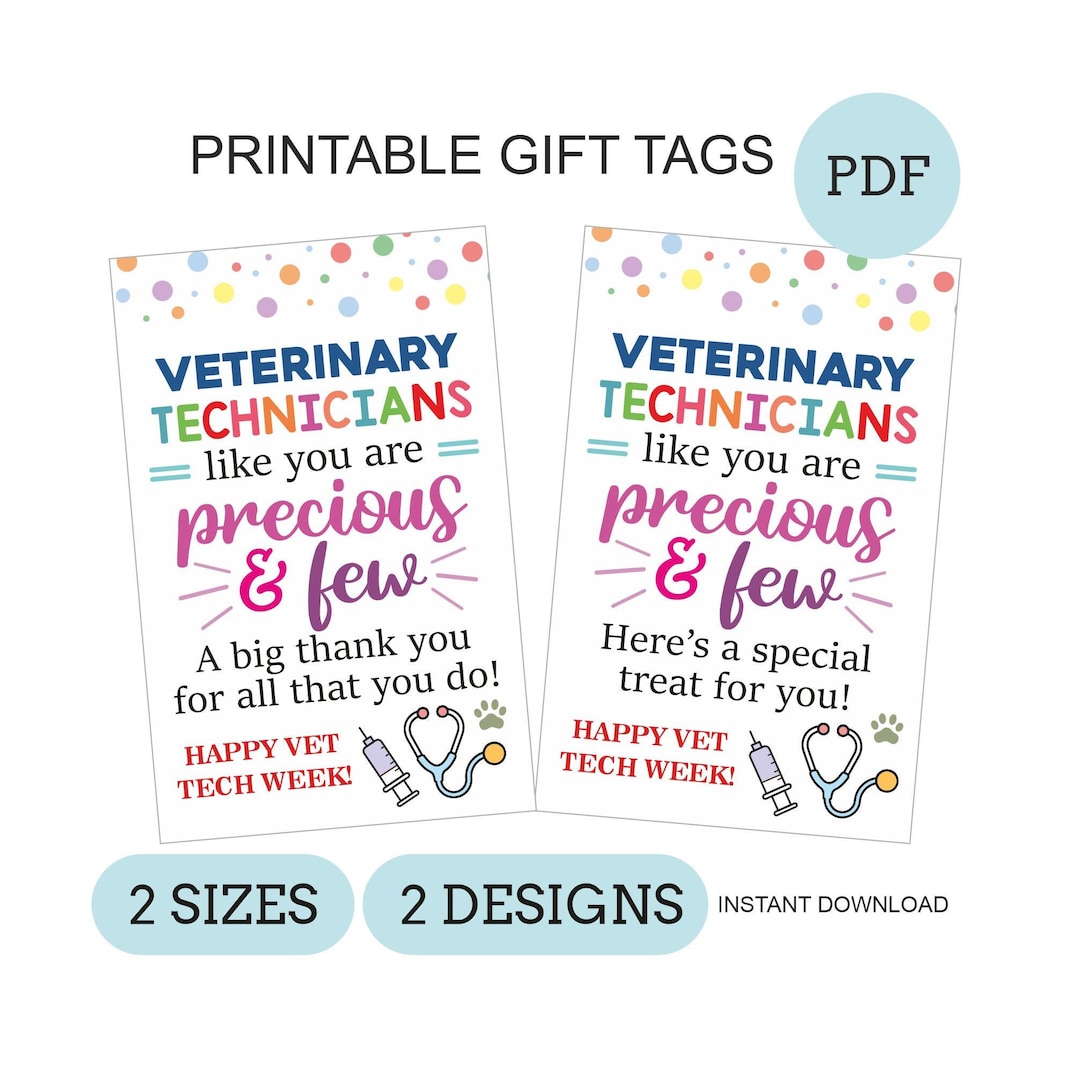 Vet Tech Week Thank You Tags Printable / Veterinary Technician Week ...