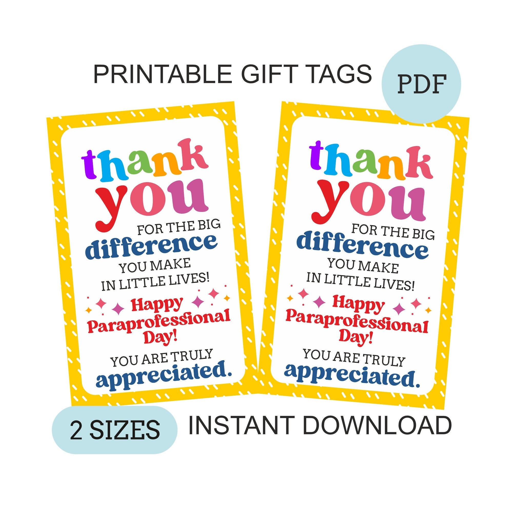 Paraprofessional Day Gifts Tag Printable / Paraprofessional ...