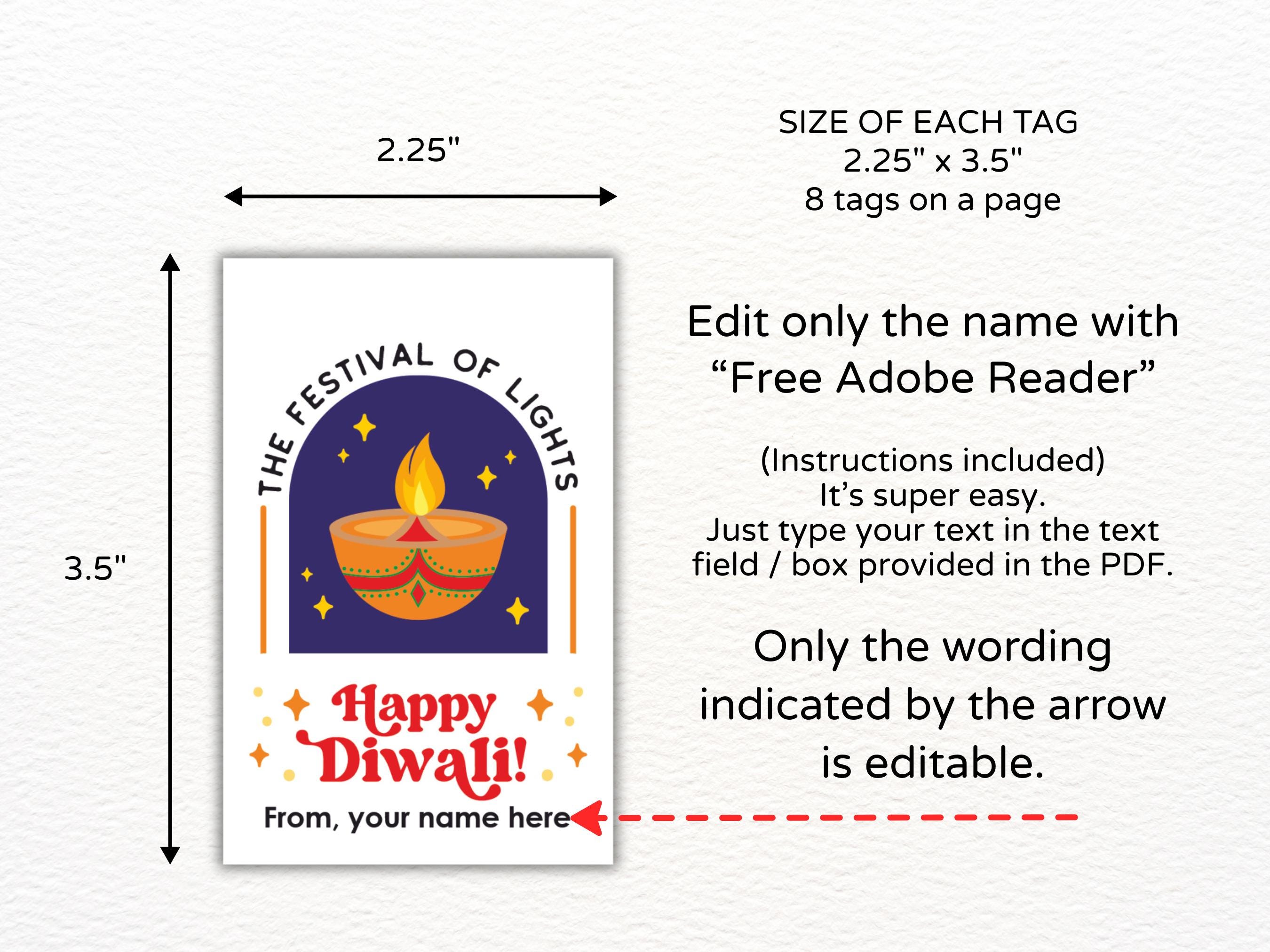 Happy Diwali Gift Tags Printable / Diwali Tags / Diwali Favor Tags ...