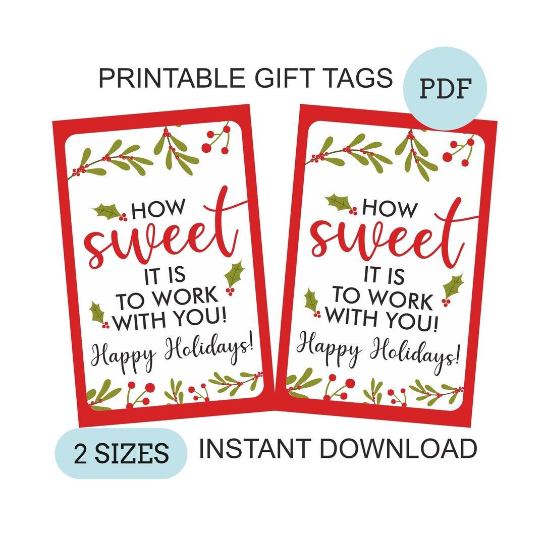 Holiday Treat Tags Printable / Happy Holidays Coworker Treat Tag / How ...