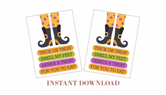 Printable Trick or Treat Smell My Feet Gift Tags / Trick or - Etsy