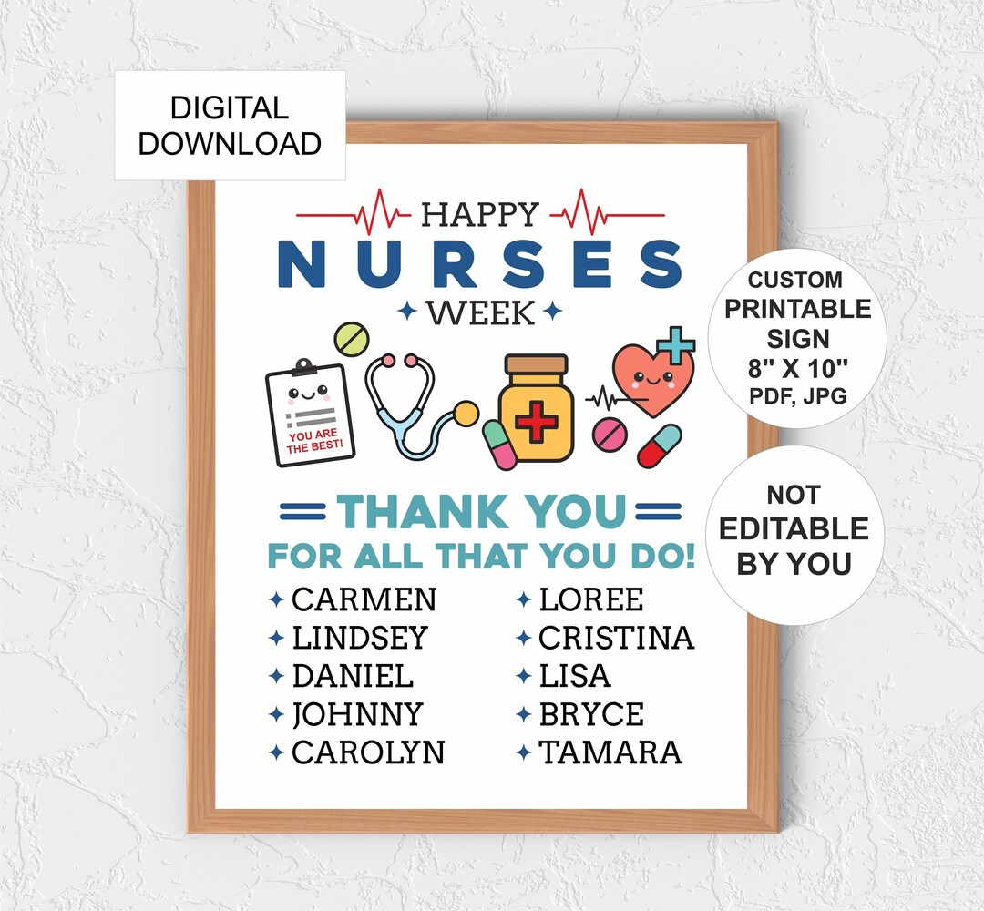 Personalised Nurses Week Poster Printable / Personalised Nurse Week ...