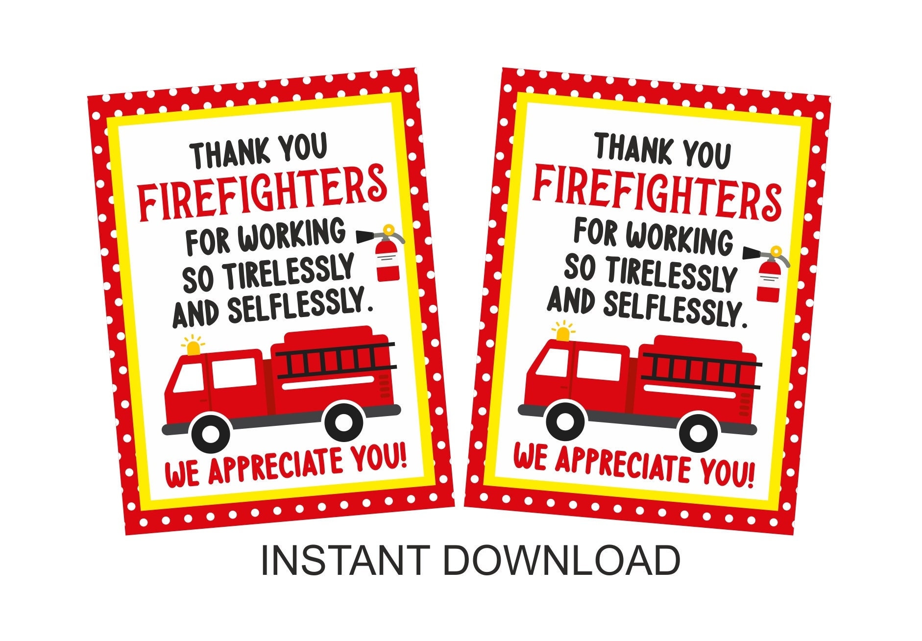 Firefighter Appreciation Tag Printable / Firefighter Thank You Tag ...
