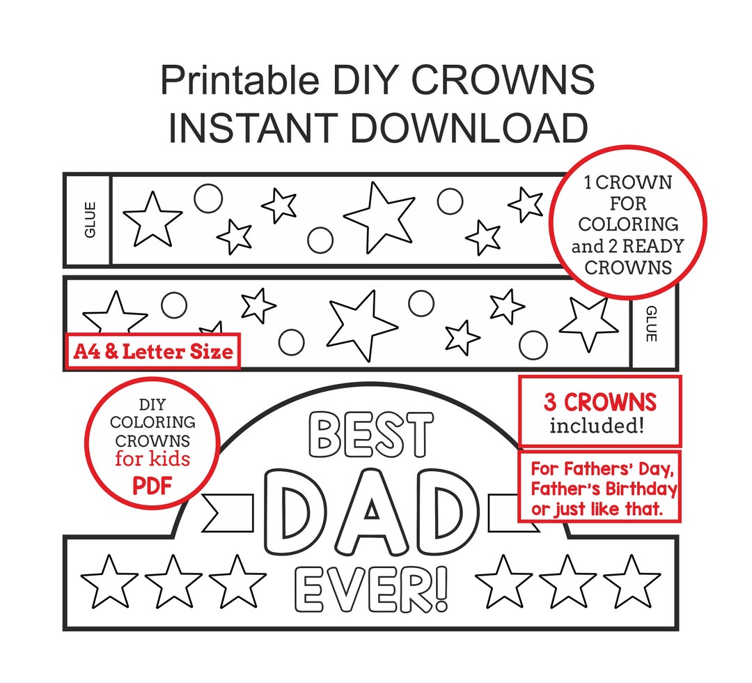Happy Fathers Day Crown Printable / Fathers Day DIY Gifts / Best Dad ...