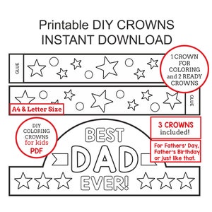 Happy Fathers Day Crown Printable / Fathers Day DIY Gifts / Best Dad ...