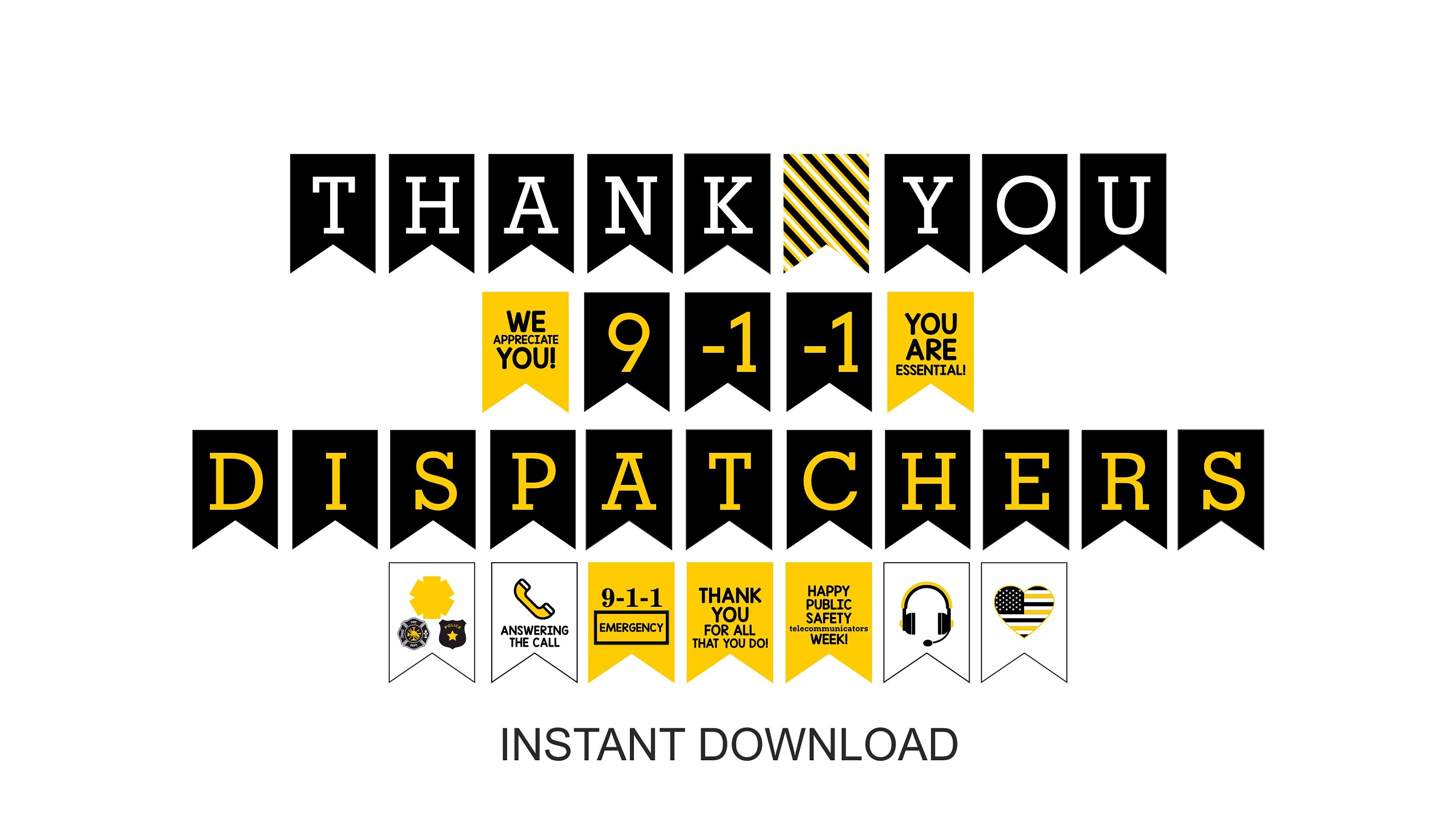 911 Dispatcher Week Banner Printable / Telecommunicators Week Banner ...