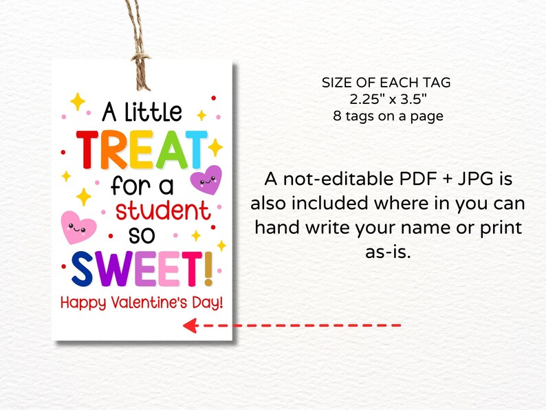 Valentine Students Tags Printable / Valentine Tags for Students From ...