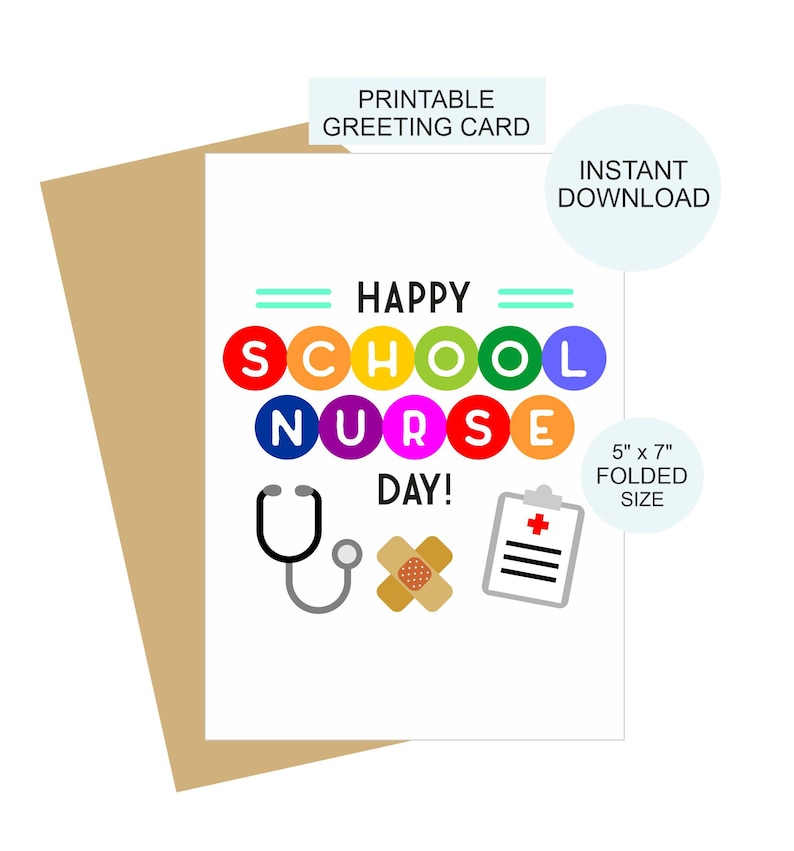School Nurse Day Card Printable / School Nurse Card / School Nurse ...