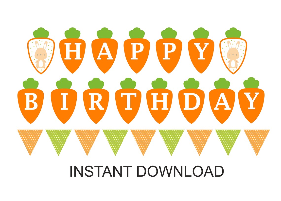 Bunny Birthday Banner Printable / Bunny Birthday Party Banner | Etsy