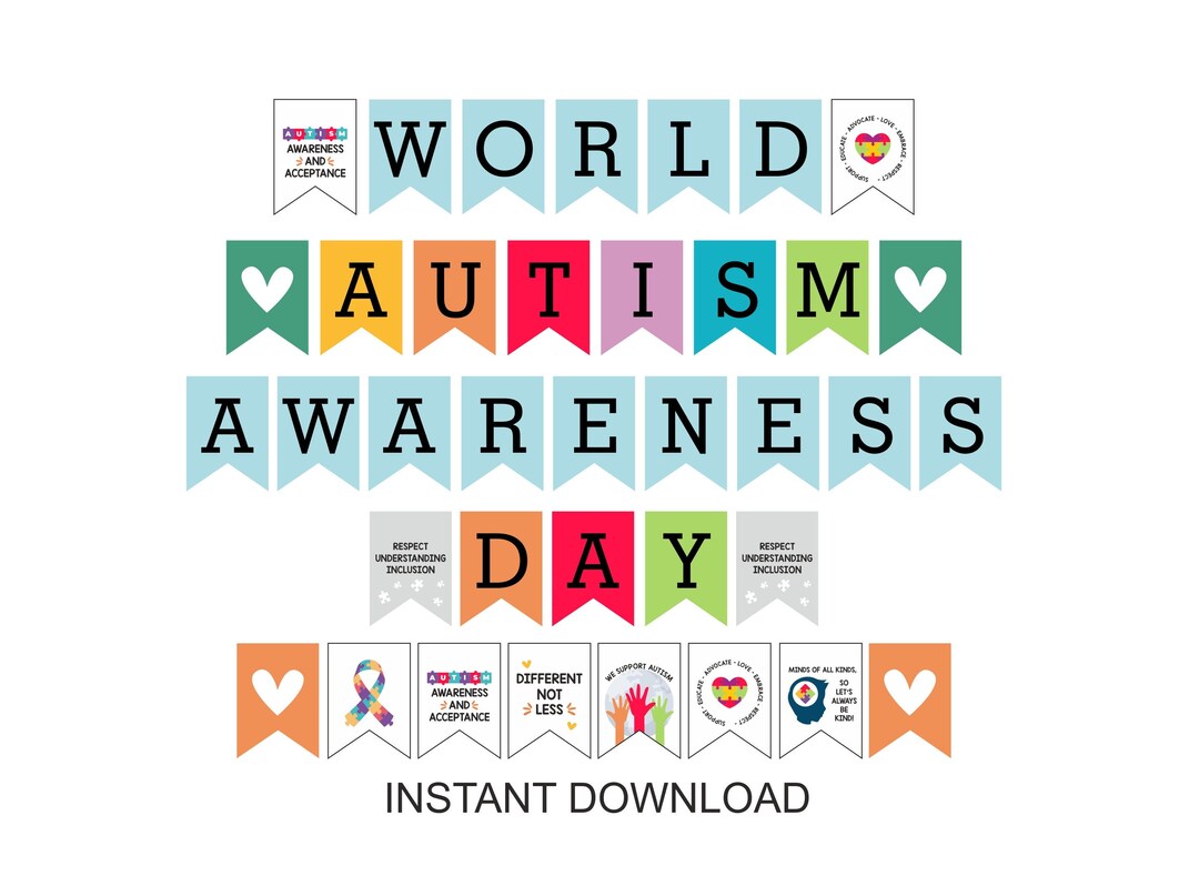 Autism Awareness Banner Printable / World Autism Day Banner / - Etsy