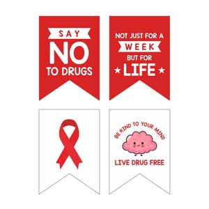 Red Ribbon Week Banner Printable / Red Ribbon Week Bulletin Board Decor ...