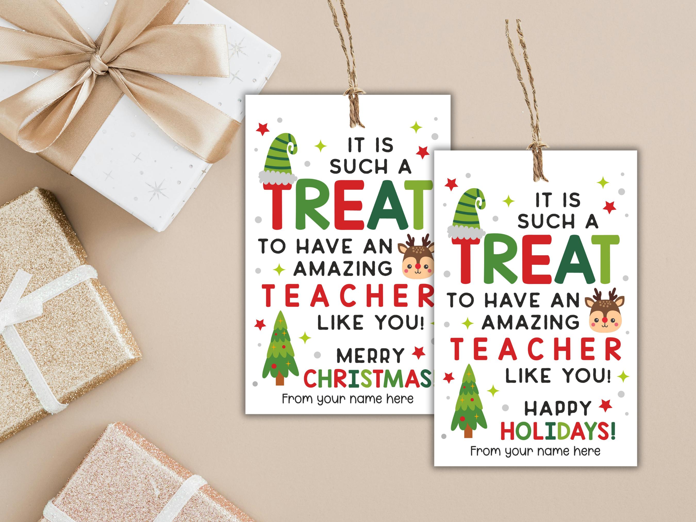 Christmas Teacher Gift Tag Printable / Christmas Teacher Treat Tag ...