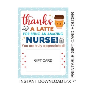 Nurse Coffee Gift Card Holder Printable / Nurse Gifts / Nurse ...