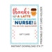 Nurse Coffee Gift Card Holder Printable / Nurse Gifts / Nurse ...
