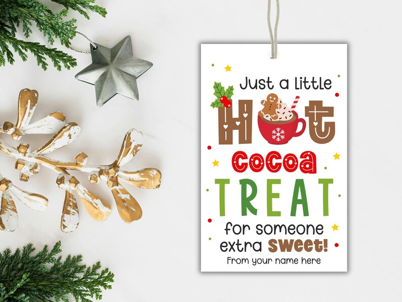 Holiday Hot Chocolate Tag Printable / Christmas Hot Chocolate Tag ...