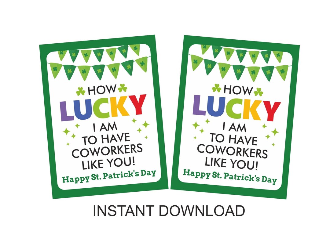 Printable St. Patrick's Day Lucky to Have a Coworker Like You Tag ...