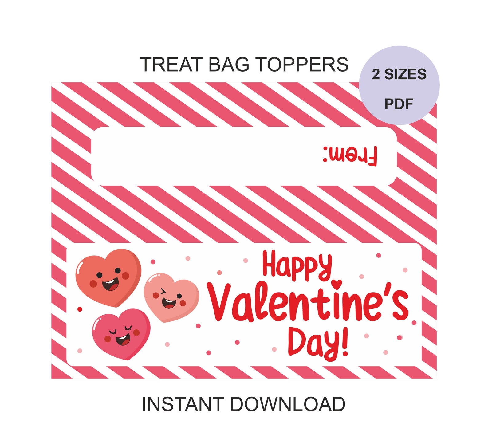 Happy Valentine's Day Bag Toppers Printable / Valentine Bag Toppers / 2 ...