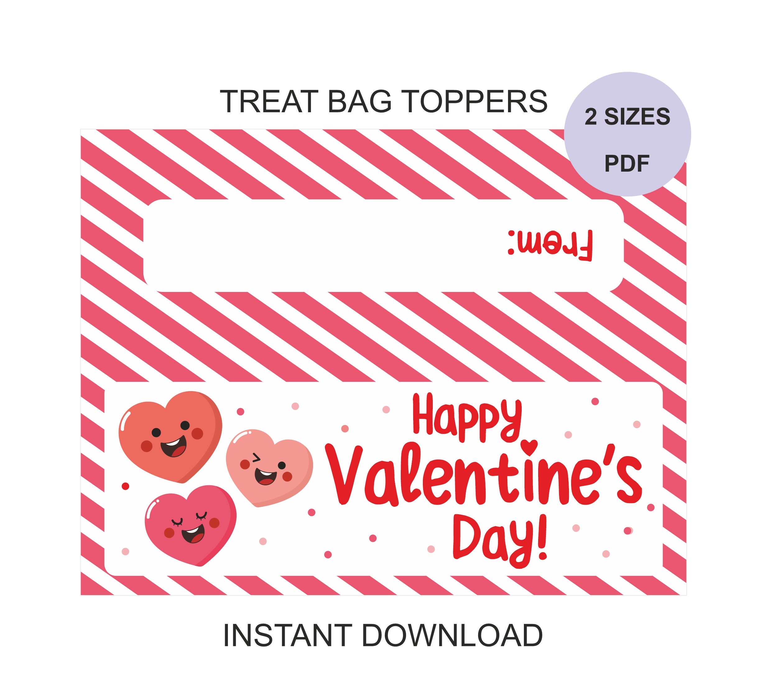 Happy Valentine's Day Bag Toppers Printable / Valentine Bag Toppers / 2 ...