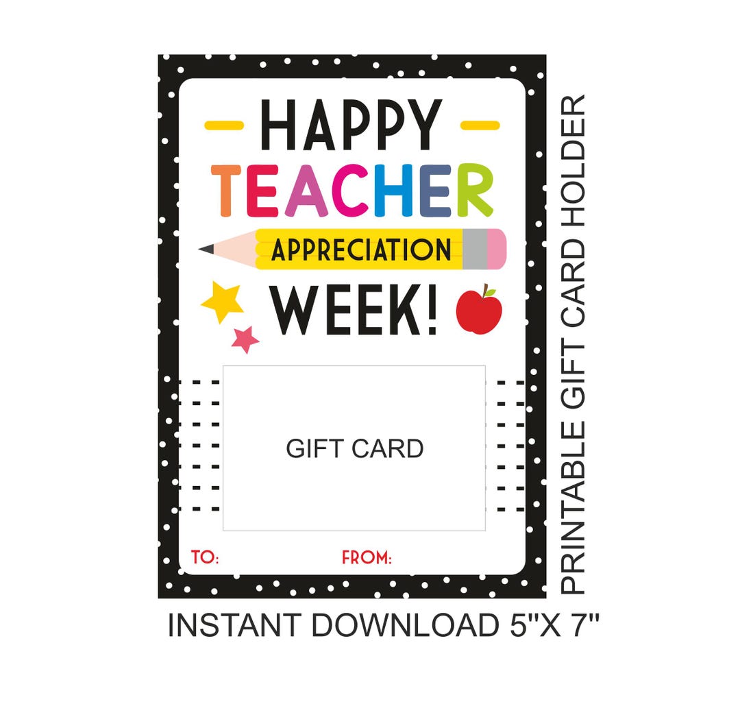 Teacher Appreciation Week Gift Card Holder Printable / Teacher ...