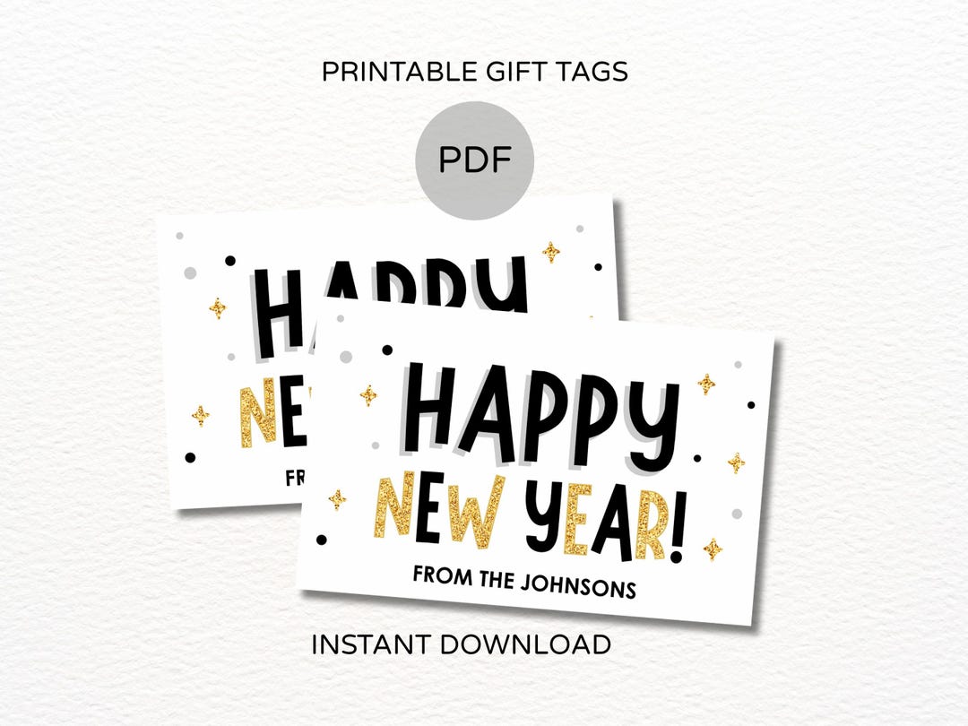 Happy New Year Gift Tags Printable / Happy New Year Tags Download / New ...