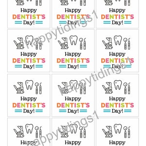Dentist Day Stickers Printable / Dentist Gift Tags Printable / Dentist ...