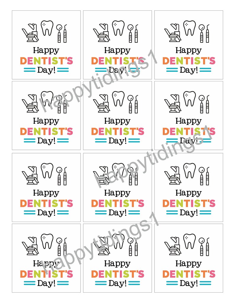Dentist Day Stickers Printable / Dentist Gift Tags Printable / Dentist ...