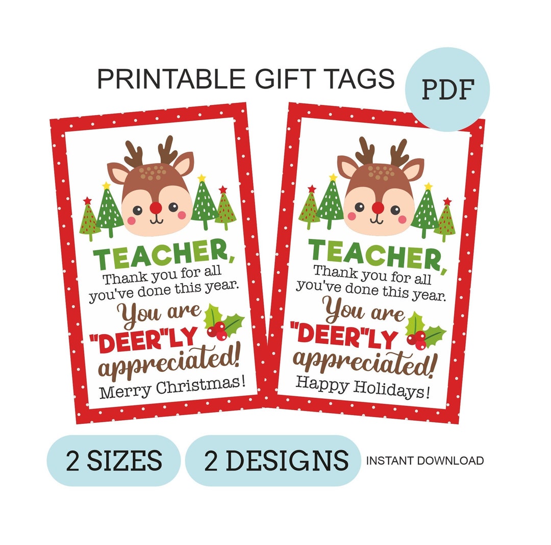 Christmas Teacher Tag Printable / Christmas Teacher Gifts / Christmas ...