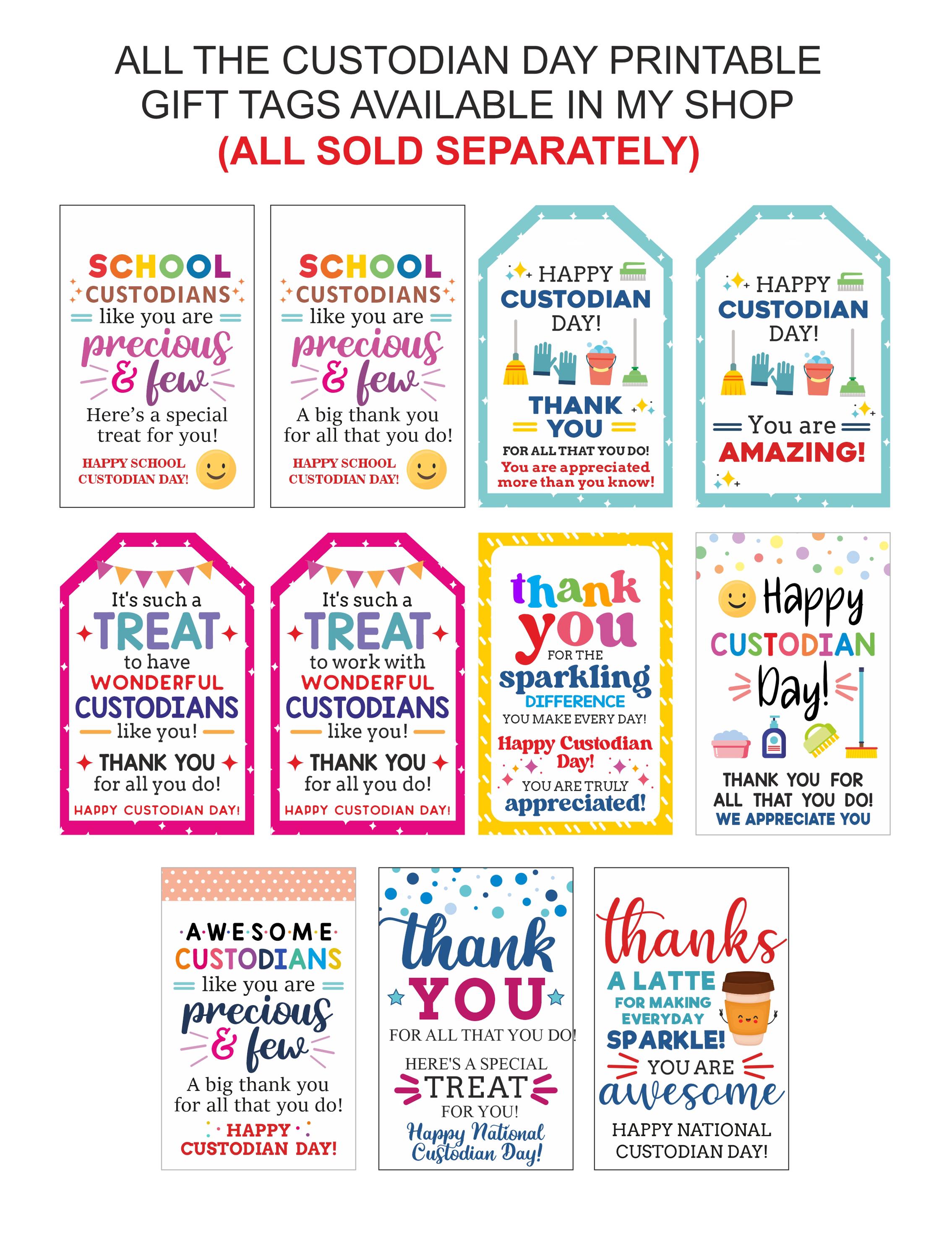 Custodian Day Appreciation Tag Printable / School Custodian Day Tag ...