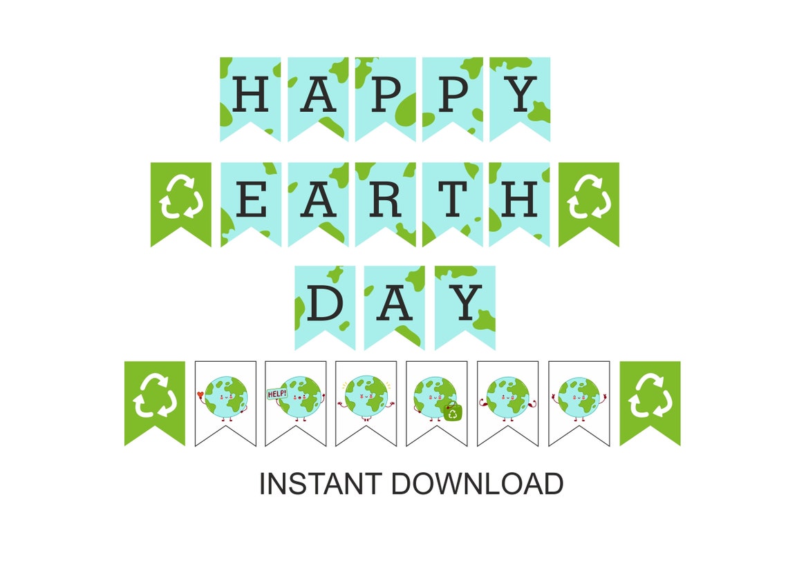 Earth Day Banner Printable / Happy Earth Day Sign / Earth Day | Etsy