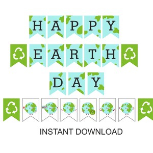 Earth Day Banner Printable / Happy Earth Day Sign / Earth Day Printable ...