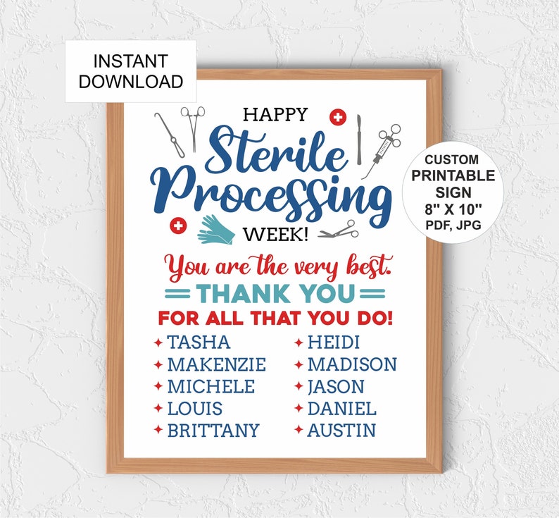 Personalised Sterile Processing Week Appreciation Sign Printable ...