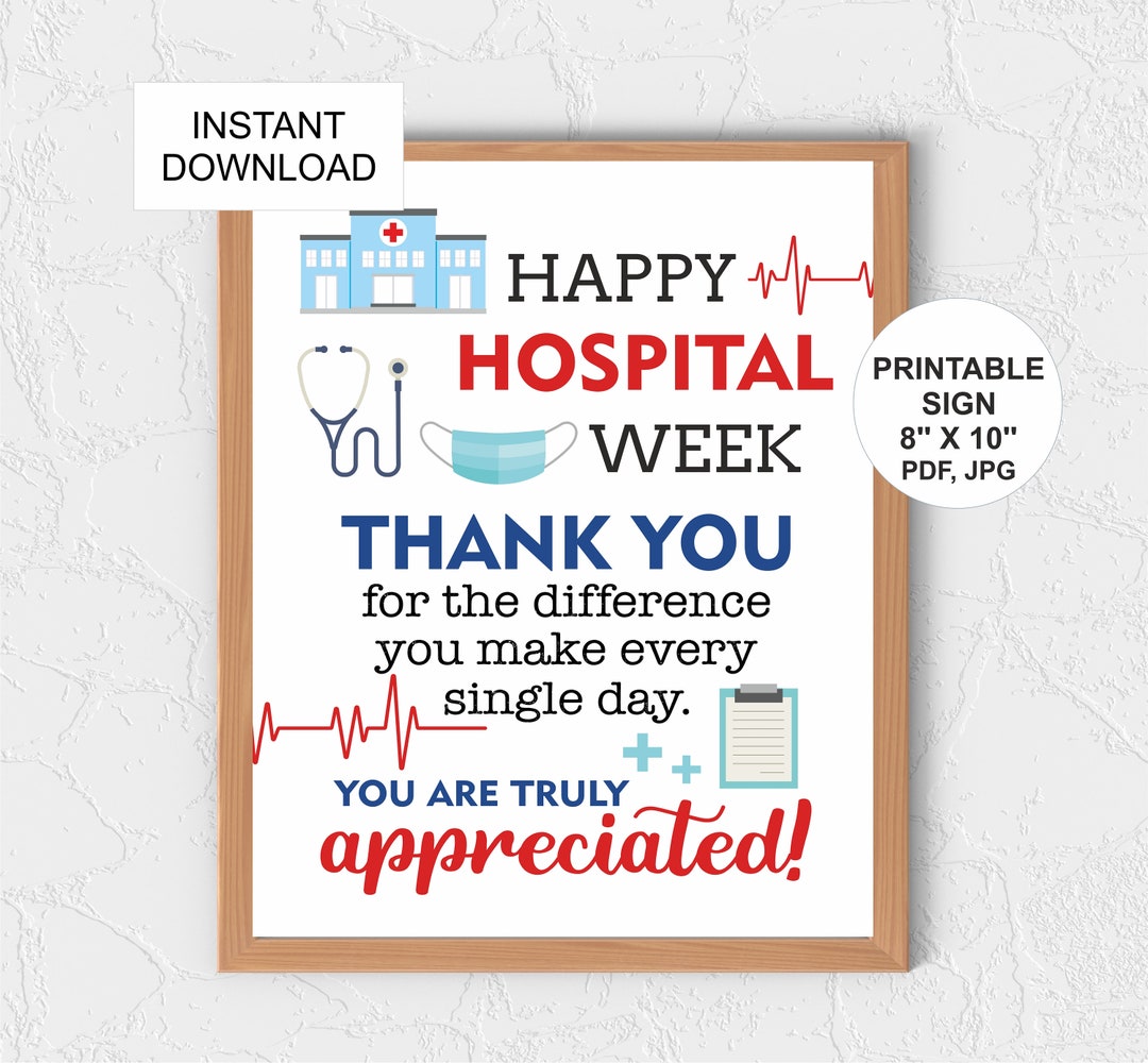Hospital Week Sign Printable / Hospital Week Flyer / Hospital Week ...