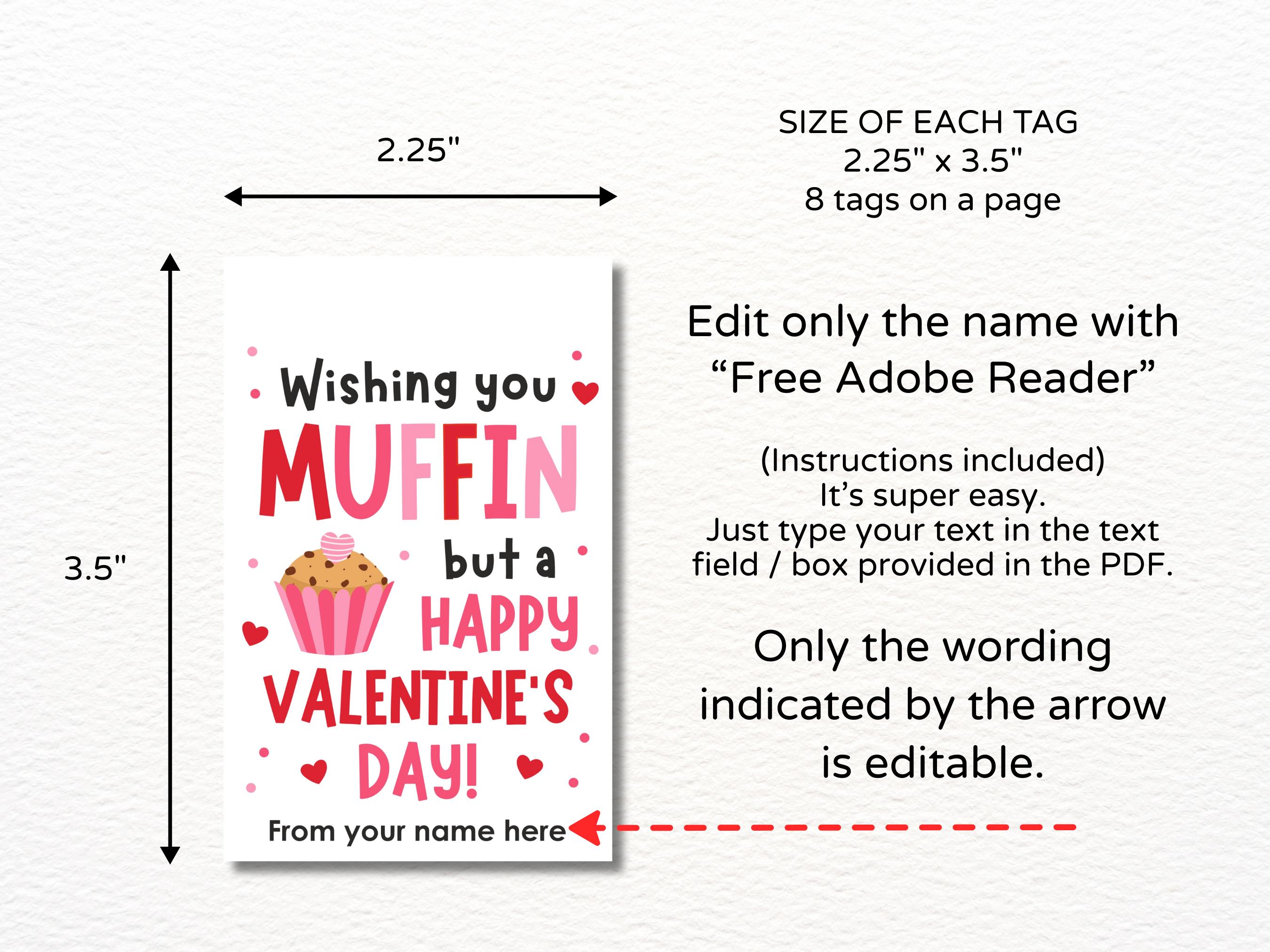 Valentine Muffin Tag / Valentine Muffin Gift Tag / Wishing You Muffin ...