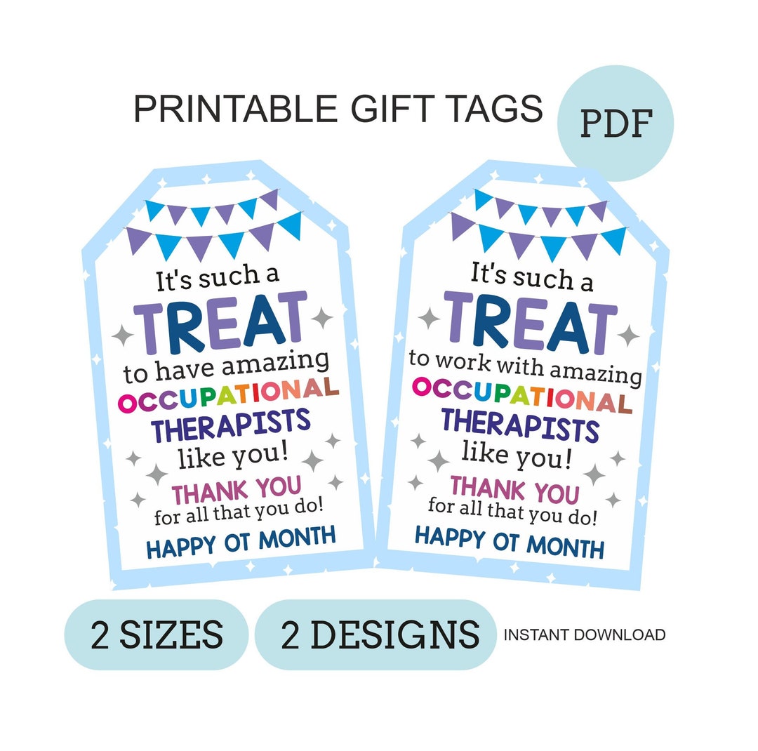 Occupational Therapy Month Tags Printable / OT Month Thank You Tags ...