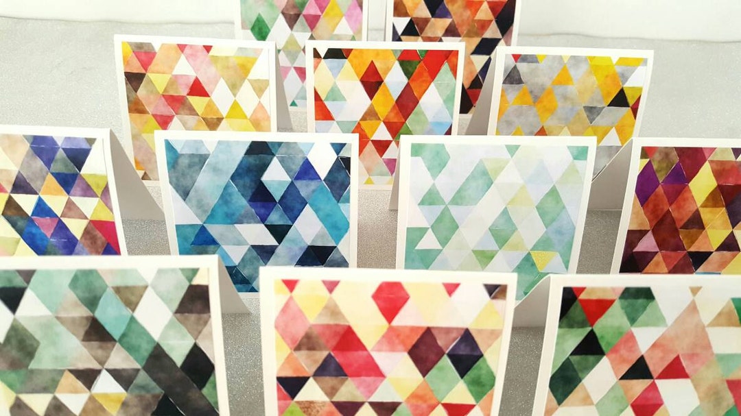 Geometric Print Cards / Mini Geometric Cards / Mini Cards / Triangle ...