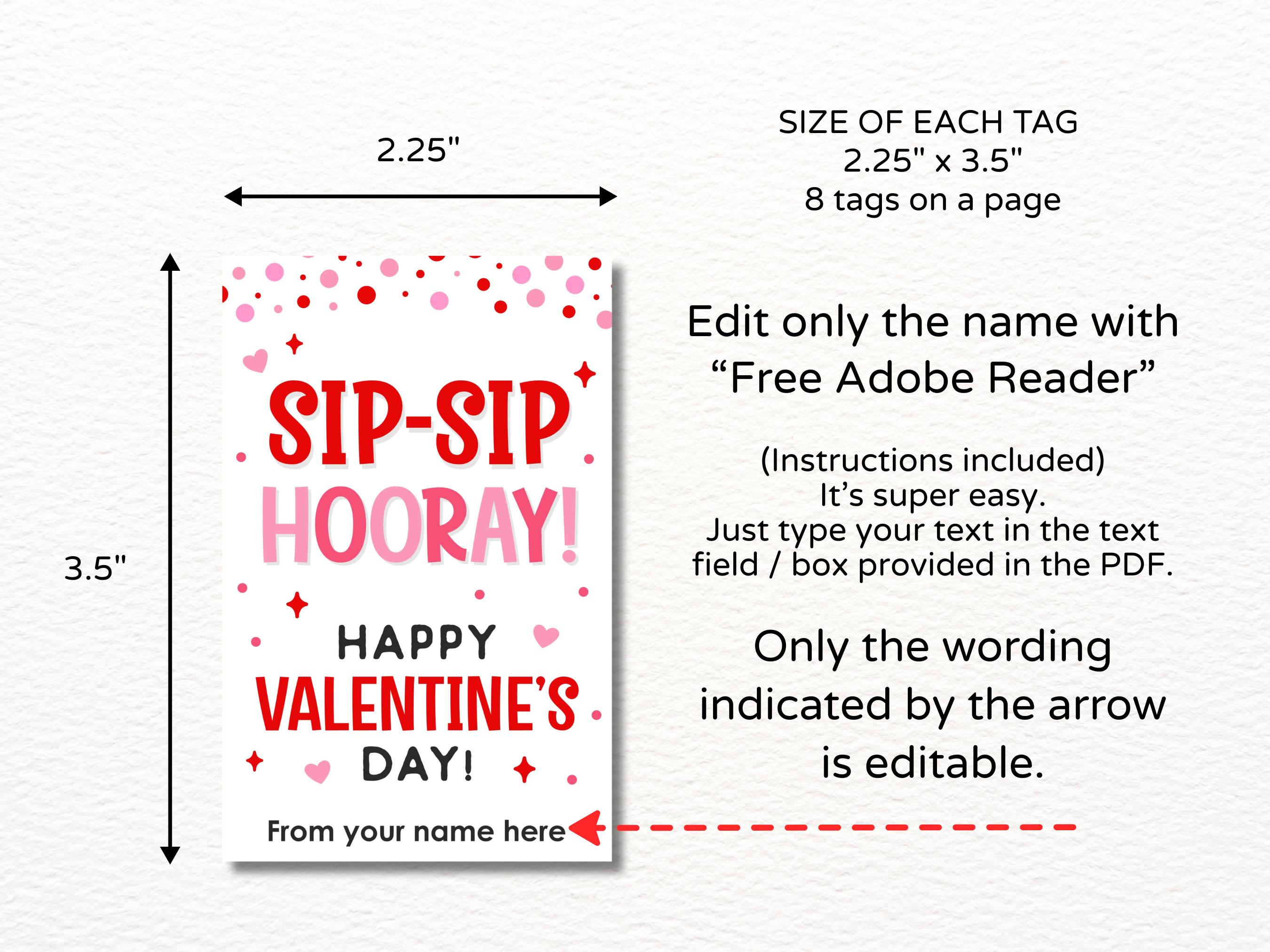 Valentine's Day Sip Sip Hooray Tags Printable / Valentine Sip Sip ...