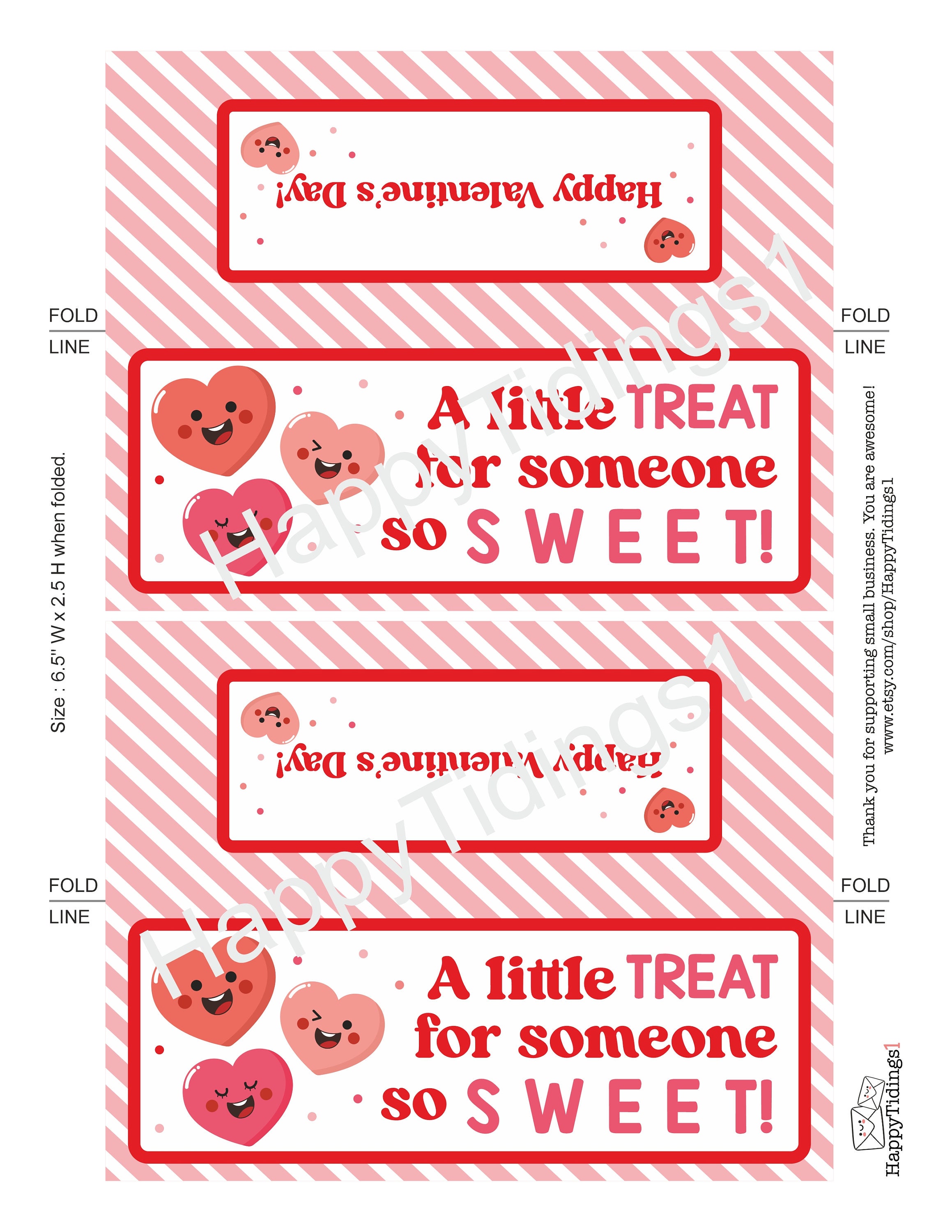 PRINTABLE Valentine Treat Bag Toppers / Valentine A Little Treat for ...