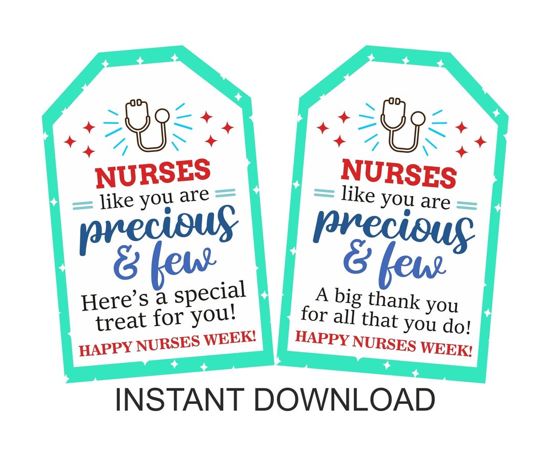 Nurse Week Treat Tags Printable / Nurses Week Appreciation Tag / Nurses ...