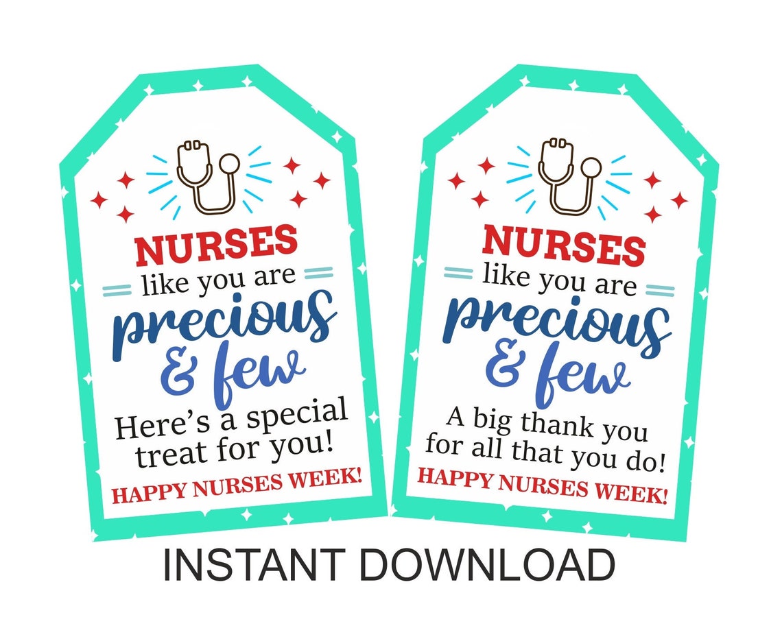 Nurse Week Treat Tags Printable / Nurses Week Appreciation Tag / Nurses ...