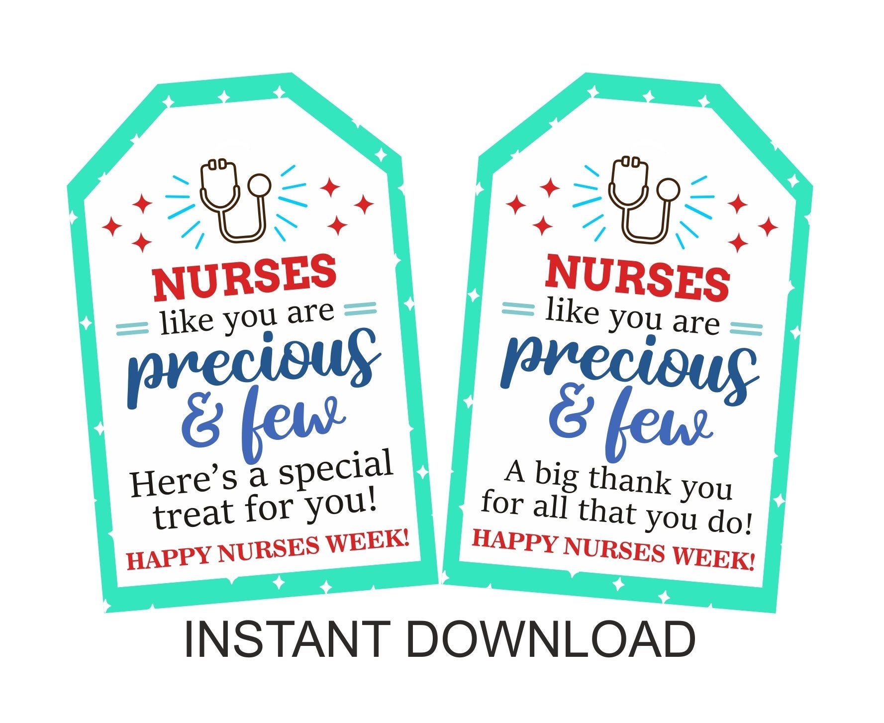 Nurse Week Treat Tags Printable / Nurses Week Appreciation Tag / Nurses ...