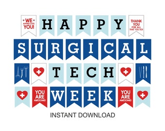 Blue Surgical Tech Week Printable Sign / Hand-drawn Happy Surgical Tech ...
