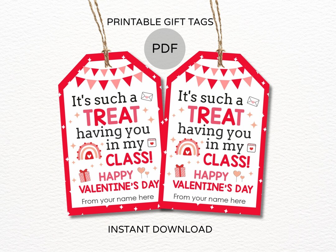 Editable Valentine Tags for Students Printable / Student Valentines Tag ...