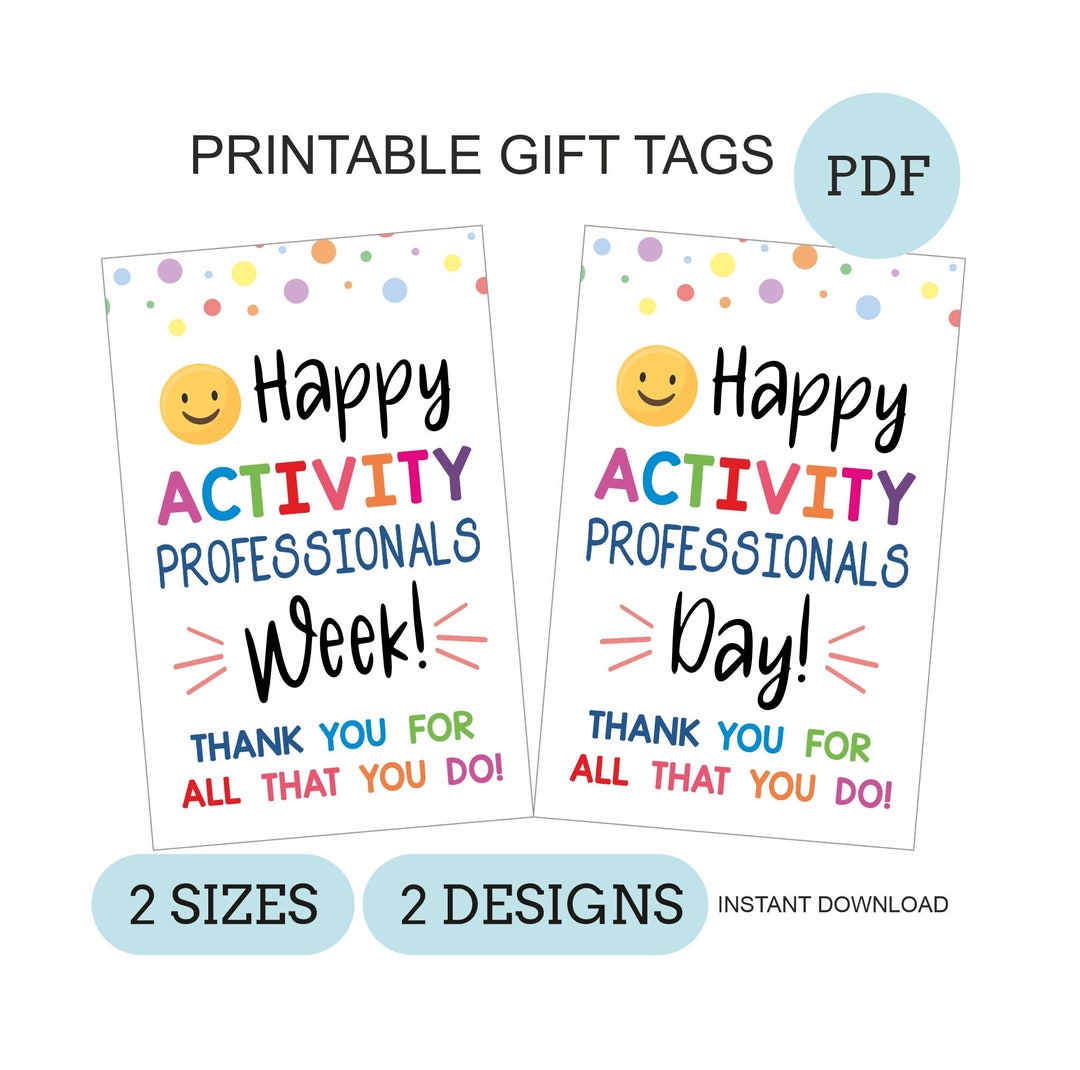 Activity Professionals Week Tags Printable / Activity Professionals Day ...