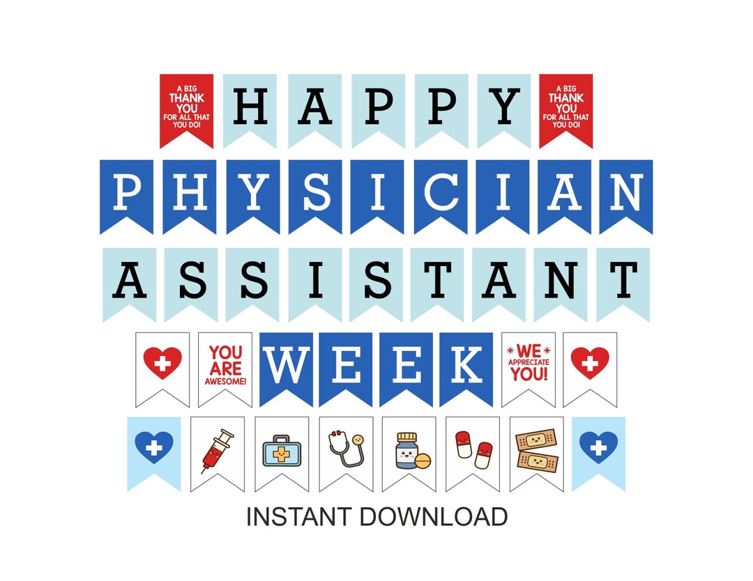 Happy Physician Assistant Week Banner Printable / Physician Assistant Gifts / PA Gifts / PA Week ...
