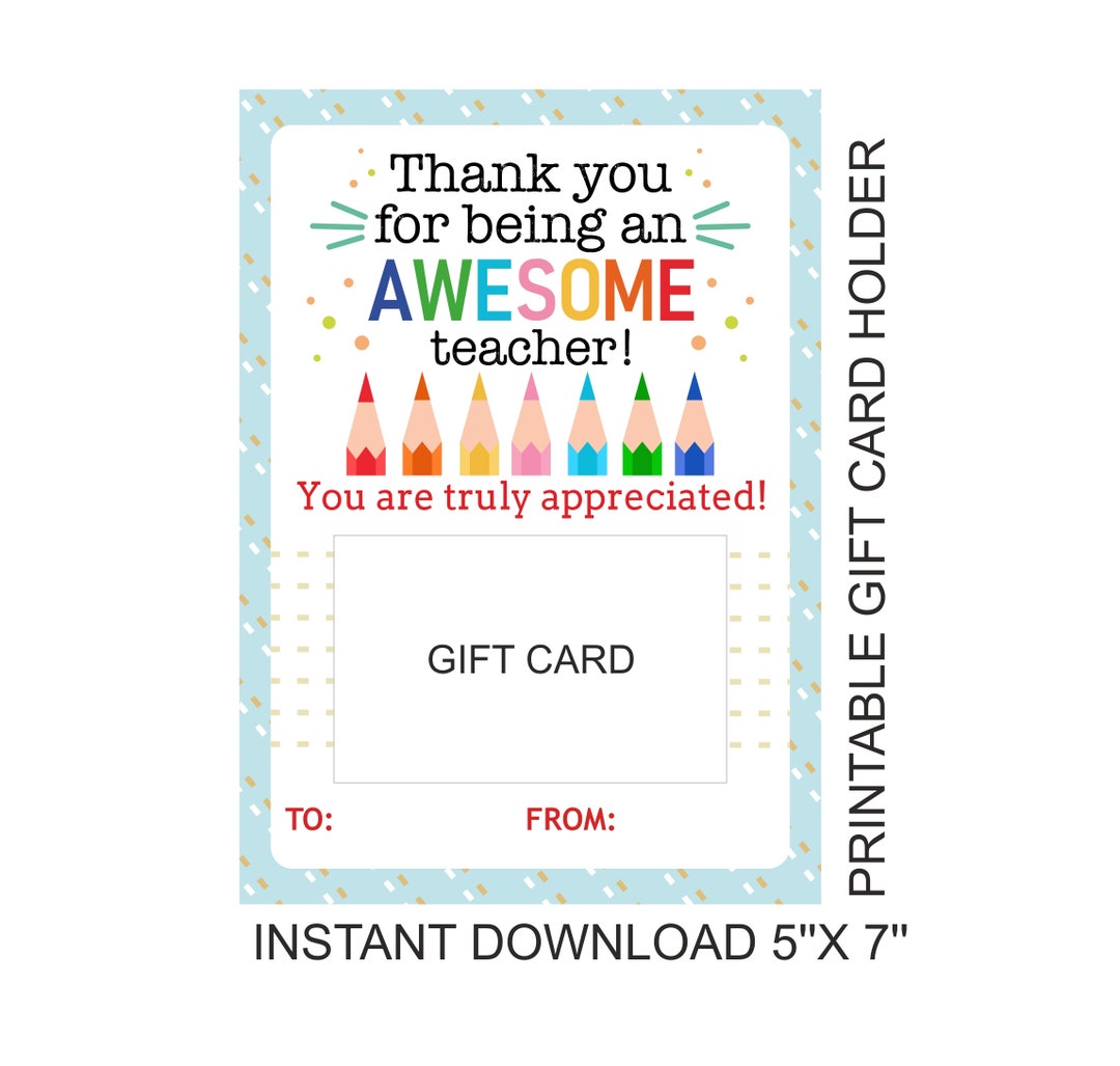 Teacher Appreciation Gift Card Holder Printable / Teacher Appreciation ...