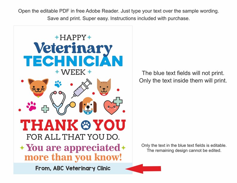 Editable Veterinary Technician Week Sign Printable / Vet Tech Week ...